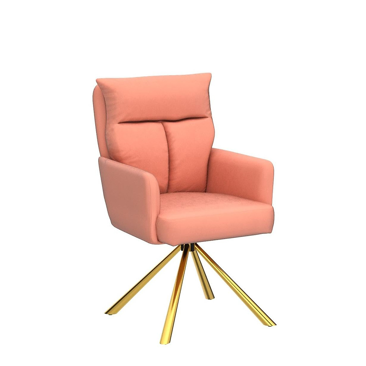 NORDICANA 180° Swivel Velvet Living Room Chair Modern Dining Armchair with Golden Legs Ergonomic Upholstered Accent Chair Single Sofa for Bedroom Reading Home Office, Rose Pink