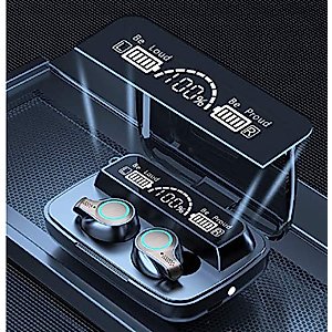 M18 Bluetooth 5.0 Wireless Earbuds with Wireless Charging Box IPX7 Waterproof TWS Stereo Earphones in-Ear Built-in Mic Earphones with Sound with deep bass, Suitable for Sports Black