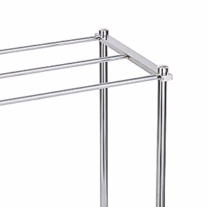 Organize It All Freestanding 3 Bar Chrome Bathroom Towel Rack with Bottom Shelf