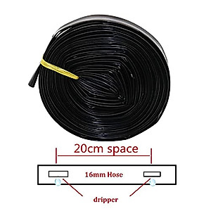 SLATIOM Agriculture Drip Irrigation Tape Greenhouse Watering System 16mm Drip Tape 10/15/20/30cm Space Soaker Hose (Color : 20cm Space, Size : 20m)