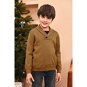 Ryannology Toddler Baby Boys Girls Sweater Shawl-Collar V Neck Pullover Sweaters Cable Kintted Photoshoot Outfits