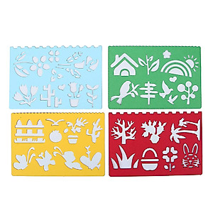 LUREME Scratch Art Set, 50Pcs Rainbow Magic Scratch Paper Set Black Scratch Off Art Crafts Notes Boards Sheet with 5 Wooden Stylus 4 Drawing Stencils for Easter Party (ME000009)