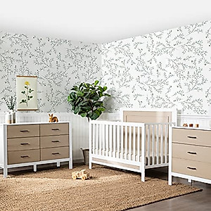 Carter's by DaVinci Radley 4-in-1 Convertible Crib in White & Coastwood, Greenguard Gold Certified