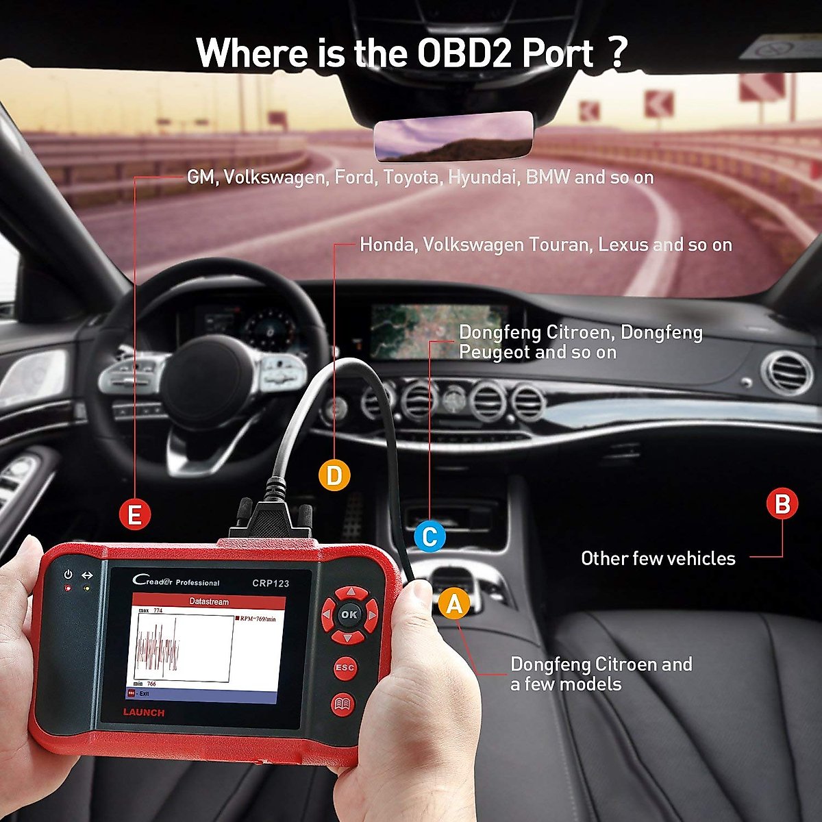LAUNCH CRP123 OBD2 Scanner, Engine/ABS/SRS/Transmission Code Reader Car Diagnostic Scan Tool, Full OBDII Modes Automotive Scanner, Live Data Stream Graph, Lifetime Free Update