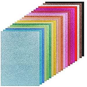 Glitter Cardstock Paper, 60 Sheets 20 Colors, Colored Cardstock for Cricut, Premium Glitter Paper for Crafts, A4 Glitter Card Stock for DIY Projects, Sparkly Paper for Card Making, 250 GSM