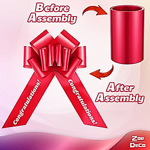 Zoe Deco Congratulations Car Bow (Large 23 inch, Red) Gift Bows, Giant Bow for Car, Huge Car Bow, Big Red Bow, Bow for Gifts, Christmas Bows for Cars, Gift Wrapping