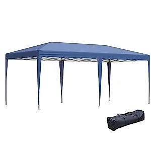 Outsunny 10' x 20' Pop Up Canopy Tent, Upgraded Heavy Duty Tents for Parties, Outdoor Instant Gazebo Sun Shade Shelter with Carry Bag, for Catering, Events, Wedding, Backyard BBQ, Blue