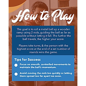 WE Games Shoot The Moon Game, Large 18 inches, Walnut Stained Solid Wood Board with Metal Ball and Rods, Retro Balancing Game for Family and Bar