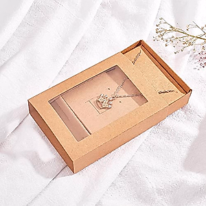 FINGERINSPIRE 16sets 4.5x3.4x1 Inch Jewelry Display Kraft Paper Drawer Box with Clear Window, Jewelry Necklace Boxes Ring Earring Jewelry Gift Boxes in Bulk for Earing Pendants Rings Storage Display