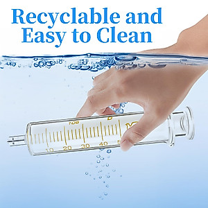 Gufastoe 1 Pack Glass Syringes with Caps 50cc/ml for Lab Laboratory