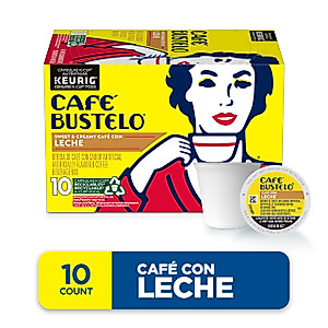 Café Bustelo Café con Leche Flavored Espresso Style Coffee, 10 Keurig K-Cup Pods
