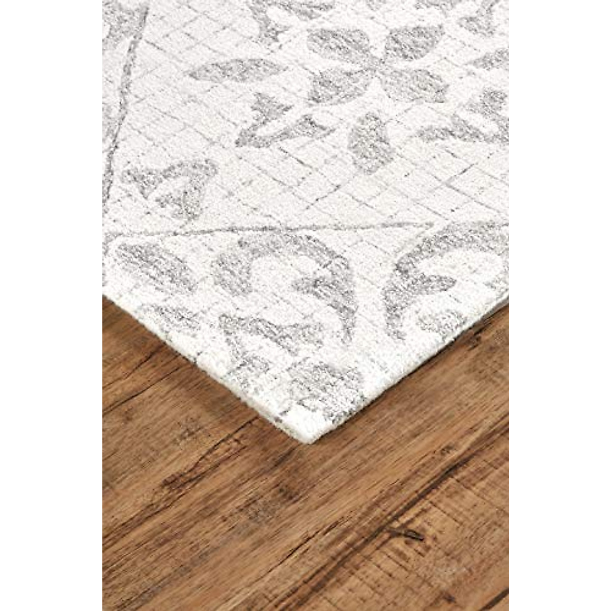 Feizy Rugs - Rhett Geometric Lattice Print Rug, Ivory/Wolf Gray, 8ft x 10ft Area Rug