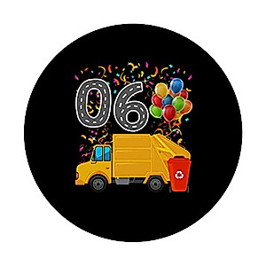 Happy O6 Birthday Rear Loader Garbage Truck PopSockets Swappable PopGrip