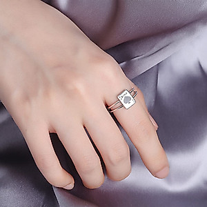 Poker Spade Ace Sterling Silver 925 Open Statement Rings for Women Girls Men Adjustable Vintage Black Spades Signet Ring Finger Band Fashion Jewelry Gifts Birthday BFF