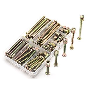 Crib/Bunk Bed Screws Replacement Parts, binifiMux 100pcs M6 x 35mm/ 45mm/ 55mm/ 65mm/ 75mm Hex Drive Socket Cap Bolts Barrel Nuts Assortment Kit for Delta Dream on me Cribs