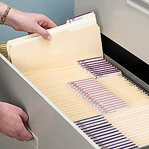 Amazon Basics 1/3-Cut Tab, Assorted Positions File Folders, Letter Size, Manila - Pack of 100