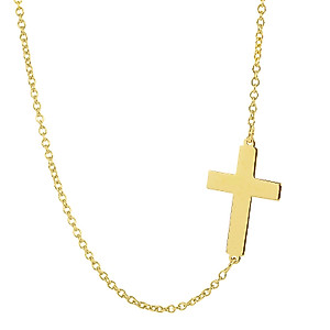 Soul Jewelry 10K Yellow Gold Mini Sideway Cross Pendant Necklace Laser Cut Out Charm GC10 (15)
