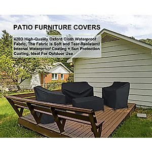 MaWGcowerd Patio Furniture Cover-420D Oxford Cloth Sofa Table Chair Waterproof Cover, 4 Piece Set of Outdoor Garden Patio Furniture Waterproof Dustproof Sunscreen Cover