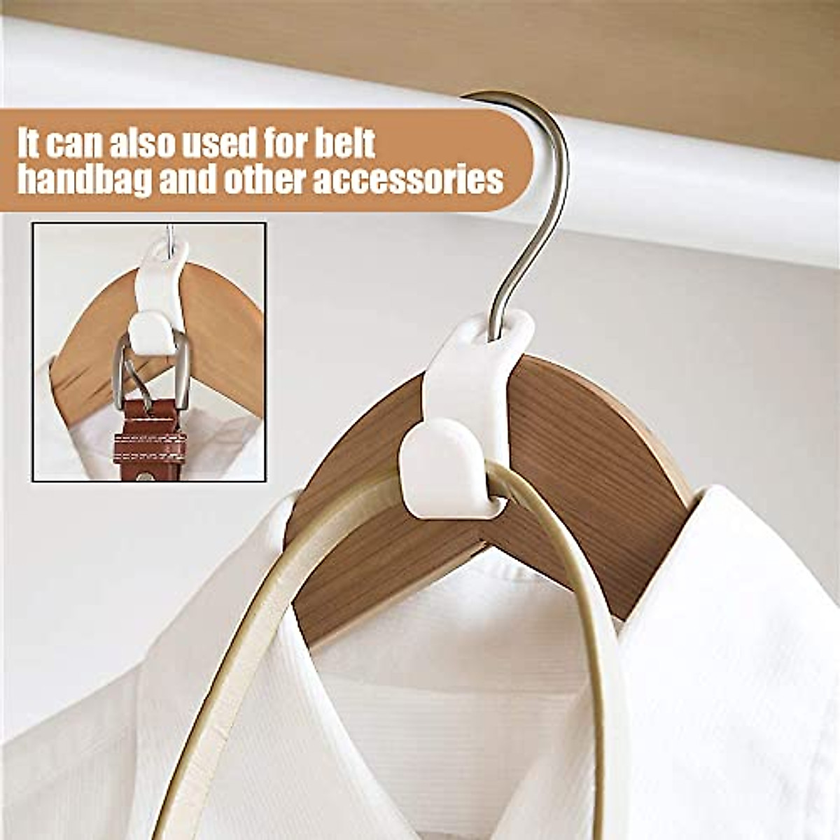 Clothes Hanger Connector Hooks, 60PCS Cascading Clothes Hangers for Heavy Duty Space Saving Cascading Connection Hooks for Clothes Closet, White