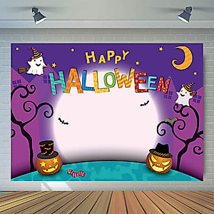 WOLADA 7x5FT Cartoon Halloween Photo Backdrop Pumpkin Moon Photography Backdrops Halloween Party Banner Trick or Treat Backdrop Halloween Decoration Kids Halloween Party Photography Backdrop 11131