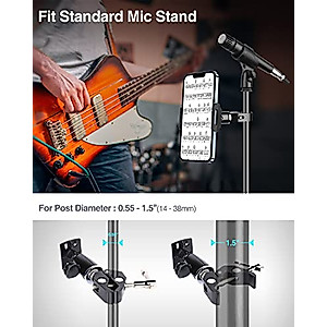 Elitehood 360° Swivel Tilt Mic Stand Phone Holder, Adjustable Phone Mount for Music Boom Mic Microphone Stand, Mic Stand iPhone Holder with Metal Clamp Mount for all iPhone, Android Cell Phone