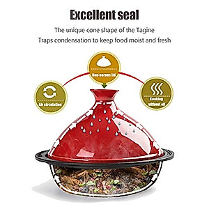 JINXIU Casserole 24Cm Medium Cooking Tagine, Tagine Pot with Cone Shaped Lid for Cooking and Stew Casserole Slow Cooker - Compatible with All Stoves (Color : Green)