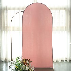 Efavormart 7ft Dusty Rose Spandex Fit Round Top Backdrop Frame Stand Cover, 2-Sided Wedding Arch Cover