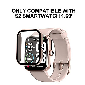 smaate Watch Cases with Screen Protector for S2, Compatible with TOZO S2 1.69” Smartwatch, Hard PC Case with Tempered Glass Screen Protector, Protecting Watch Body & Screen, Anti-Scratch Anti-Shatter