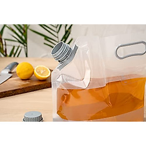 Restaurantware Cater Tek 1/2 Gallon Water Containers 10 Drink Bags - Collapsible Includes Tamper-Evident Caps Clear Plastic Beverage Bags For Catered Events Camping or Hiking Durable Handle