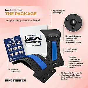 Innostretch Back & Neck Stretcher Set - Two-in-One Solution for Lower Back and Neck Pain Relief - 3 Adjustable Arch Levels - Release and Take Control of Your Spinal Health