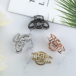 Hair Clips for Women and Girls - 2 Inch Medium Metal Claw Clips for Thin to Thick Hair, Non-Slip Strong Clamps (Black, Silver, Gold, Rose Gold)