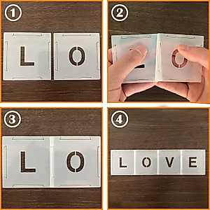 Mossdecal 62pcs Letter Stencils and Numbers 1 Inch, Small Reusable Alphabet Templates Interlocking Stencil Kit for Painting on Wood, Wall, Fabric, Rock, Chalkboard, Sign, Art Craft Stencils