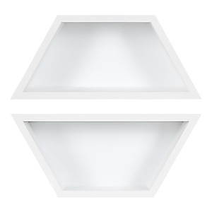 Kate and Laurel Camellia Geometric Wood Shelf Set, Set of 2, White, Modern Wooden Shelves for Wall Storage and Display