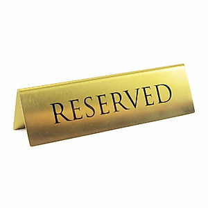 Golden Metal Table Top Reserved Sign for Restaurants, Wedding, Ceremony and Events, Double Sided Tent, 6x1.75 inches (Pack of 6)