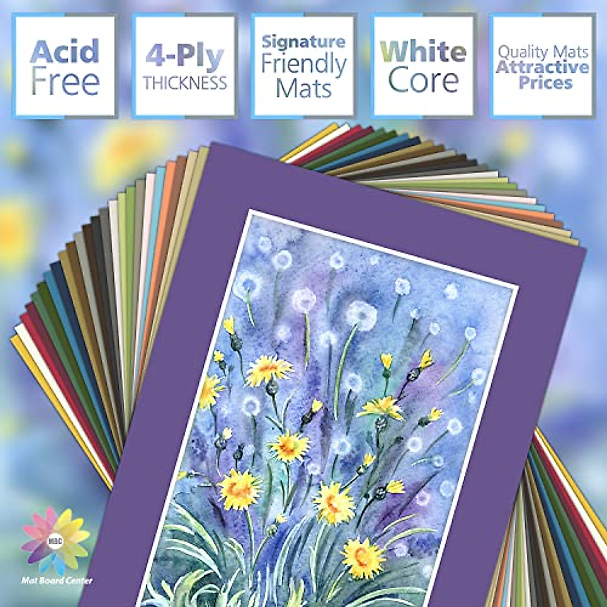 Mat Board Center, Bevel Cut, Acid Free, 4-ply Thickness, White Core Mats - for Pictures, Photos, Framing (Mixed, 5x7 Mats for 4x6 Pictures, 50-Packs)