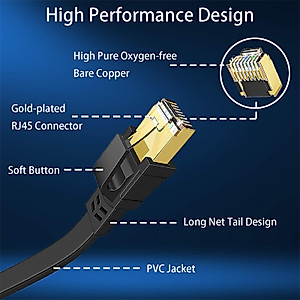 MAQTOIZ Cat 8 Ethernet Cable 100 FT, High Speed Internet LAN Cable Shielded with RJ45 Connector, Long Flat Gaming Ethernet Network Cable Cord 40Gbps for PS5,PS4,Switch,Router, Modem, Black