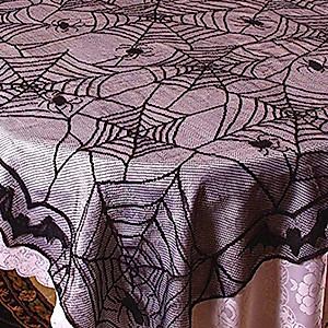 Awtlife Halloween Lace Tablecloth Bat Spider Web For Halloween Party Decor 48"x96"