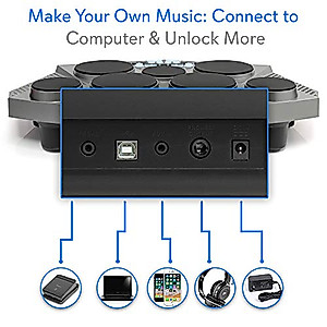 Pyle Pro Electronic Drum kit - Portable Electric Tabletop Drum Set Machine with Digital Panel, 7 Drum Pad, Hi-Hat / Kick Bass Pedal Controller USB AUX -Tom Toms, Hi-Hat, Snare Drums, Cymbals - PTED06