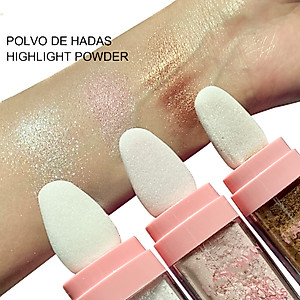 MAEPEOR Highlighter Powder Stick 6 Colors Shimmer Not-sticky Brighten Highlighter Powder Stick Natural Sparkle Glitter Highlighter Makeup Cosmetic for Lip Face Body Makeup (02 Fairy Pink)