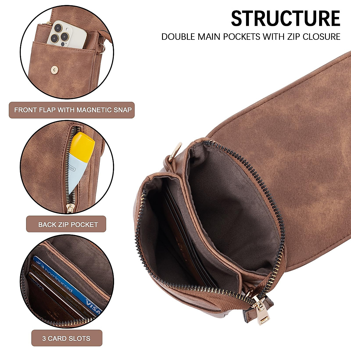 CLUCI Backpack Purse for Women + Small Crossbody Bag