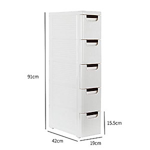 Home Furnishing Plaza 5-Drawer Rolling Cart Organizer Unit with Wheels Narrow Slim Container Storage Cabinet for Bathroom Bedroom Simple Market Basket Storage Stand Organizer MITPATY