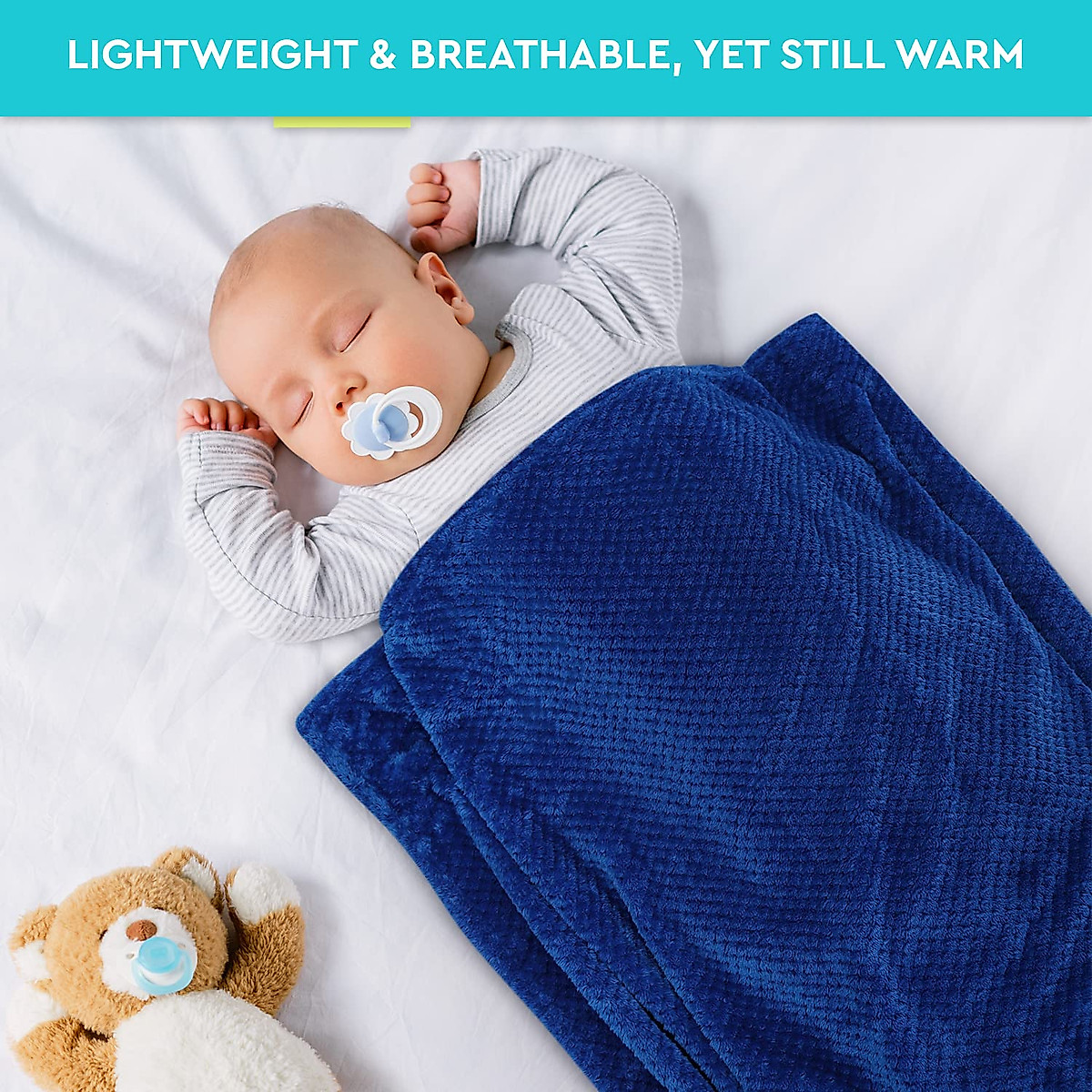 Baby Blanket for Girls and Boys - 30”x40” Navy Blue - Toddler Blankets - Kids Throw - Newborn Blankets - Soft Lightweight Fleece for Bed, Crib, Stroller