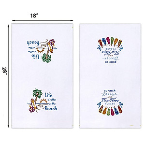 Summer Beach Kitchen Dish Towels, 18 x 28 Inch Life is Better at The Beach Summer Tea Towels for Cooking Baking Set of 2