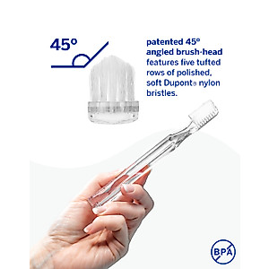 Supersmile New Generation Toothbrush w/ Patented 45° Soft Nylon Bristles - Whitening Tooth Brush w/ Ergonomic Handle Guarantees ADA Recommended Brushing Angle for Adults & Children (Clear)