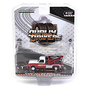 1972 Chevy C-30 Dually Wrecker Tow Truck Red and White Downtown Shell Service Dually Drivers Series 8 1/64 Diecast Model Car by Greenlight 46080 B