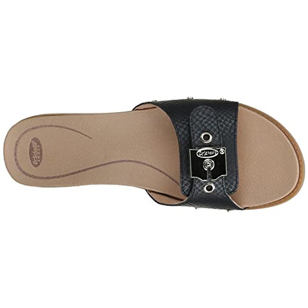 Dr. Scholl's Shoes Women's Originalist Slide Flat Sandal,Black Sunset Snake Print,8.5