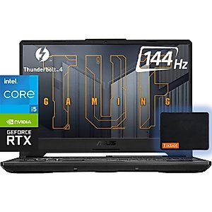 Asus TUF Gaming 15.6‘ 144Hz Full HD Laptop Intel Core i5 NVIDIA GeForce RTX 3050(UP to 105W) Thunderbolt 4 Type-C Backlit Keyboard Eclipse Gray w/Mouse Pad (16GB RAM, 512GB PCIe SSD)