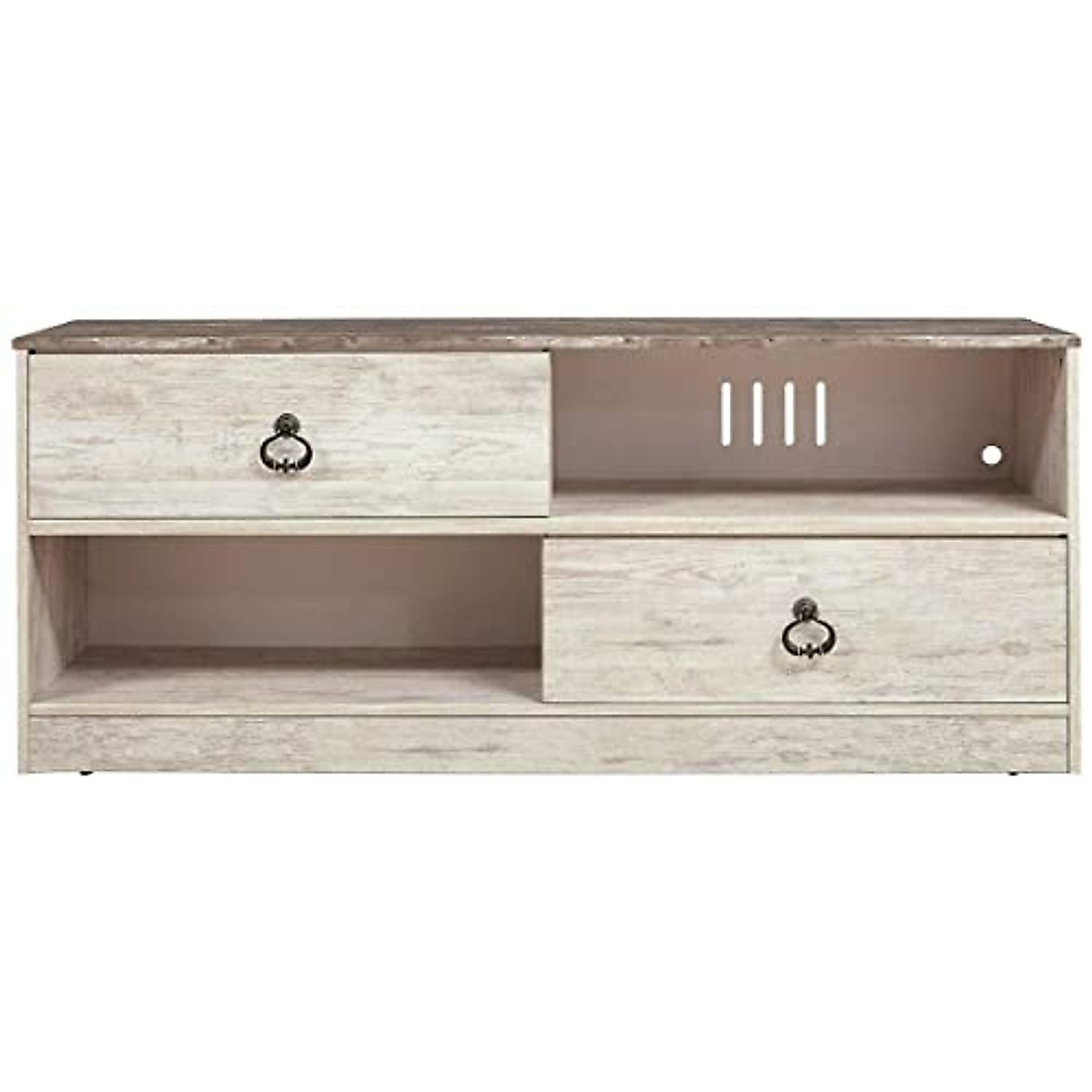 Signature Design by Ashley Willowton Farmhouse TV Stand Fits TVs up to 58”, Whitewash