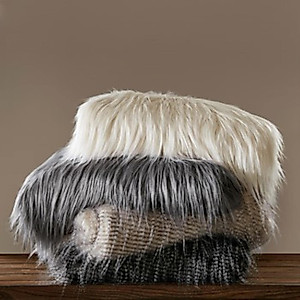 Madison Park Edina Luxury Faux Fur Throw Black 50*60 Premium Soft Cozy Faux Fur For Bed, Coach or Sofa