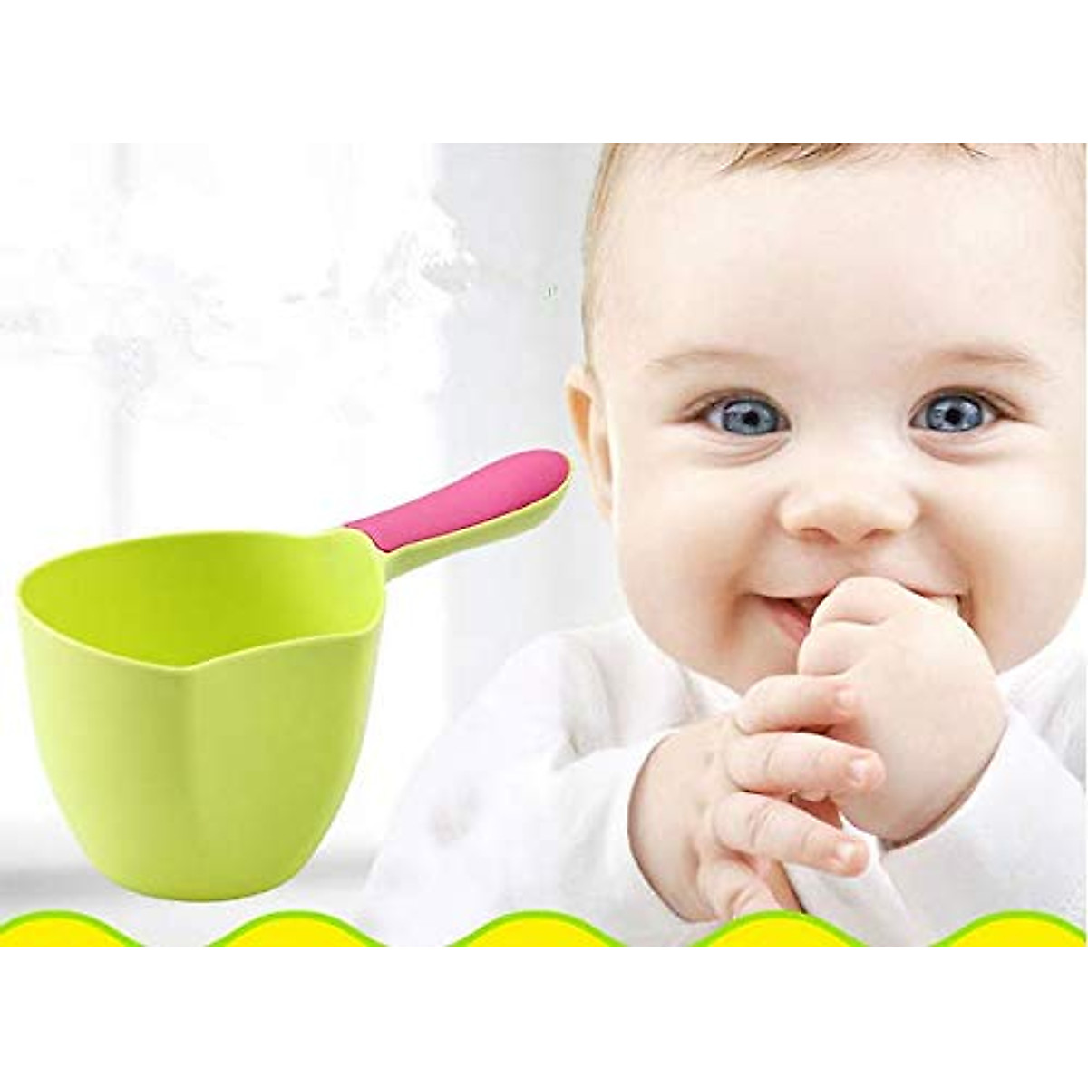 Baby Bath Waterfall Rinser, RainbowBaby Shampoo Rinse Cup Head Washing Baby Tub Water Scoop, Tear-Free Baby Bath Mug (Green)